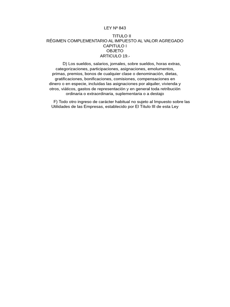 Ley #843 | PDF