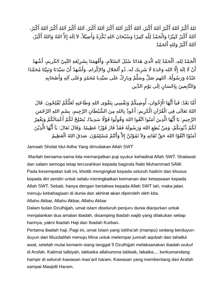 Khutbah Id Adha Pdf