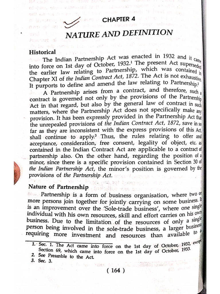 Nature and Defination of Partnership | PDF