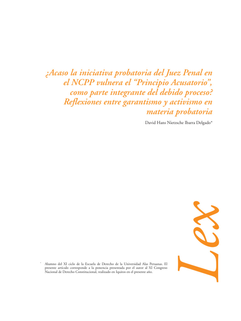 ¿Acaso La Iniciativa Probatoria Del Juez Penal en El NCPP Vulnera El ...