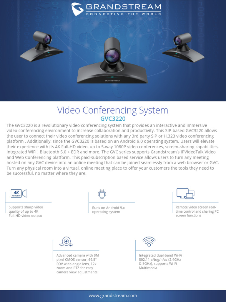 Datasheet GVC3220 English | PDF | Hdmi | Session Initiation Protocol