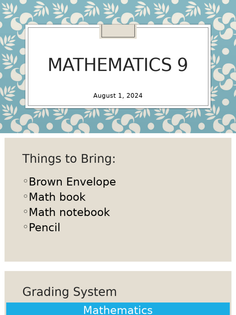 Mathematics 9 - Quadratic Equations | PDF