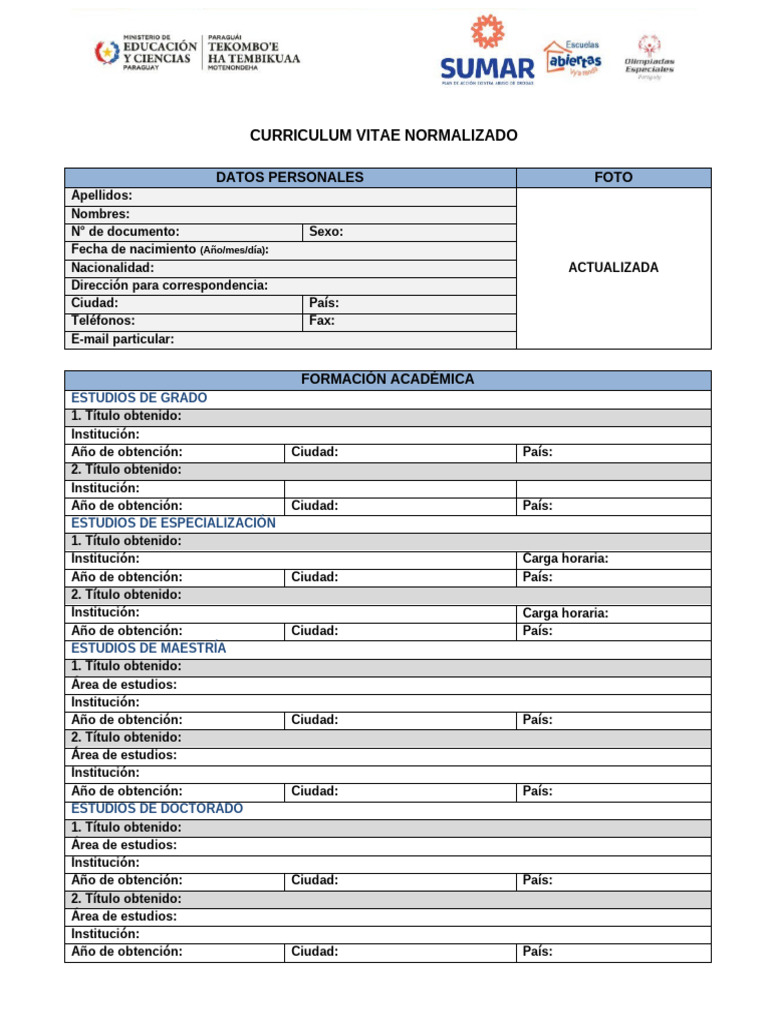 Curriculum Normalizado | PDF
