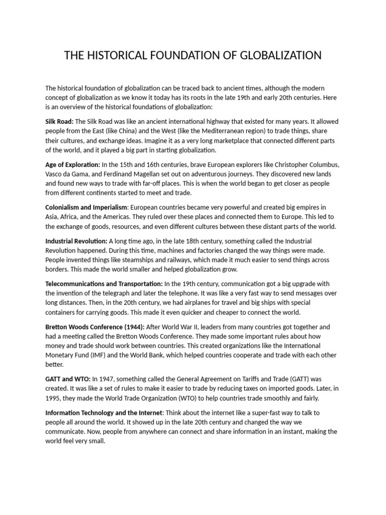 The Historical Foundation of Globalization | PDF
