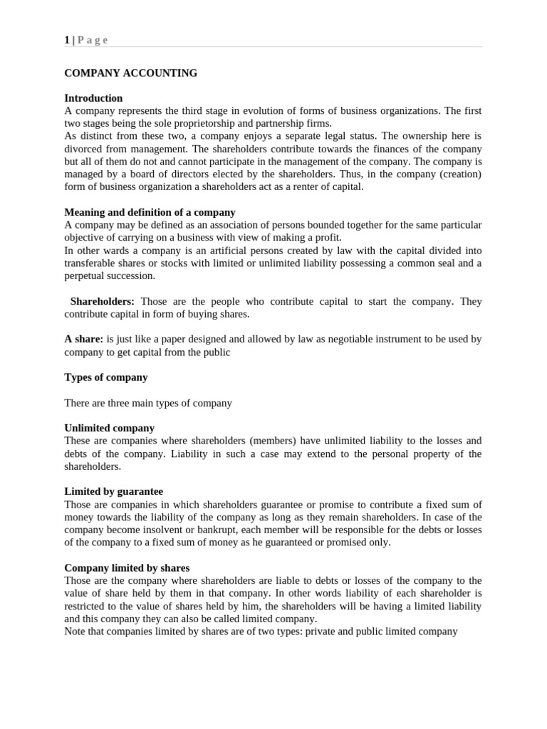 Company Accounting-Summary | PDF | Partnership | Expense