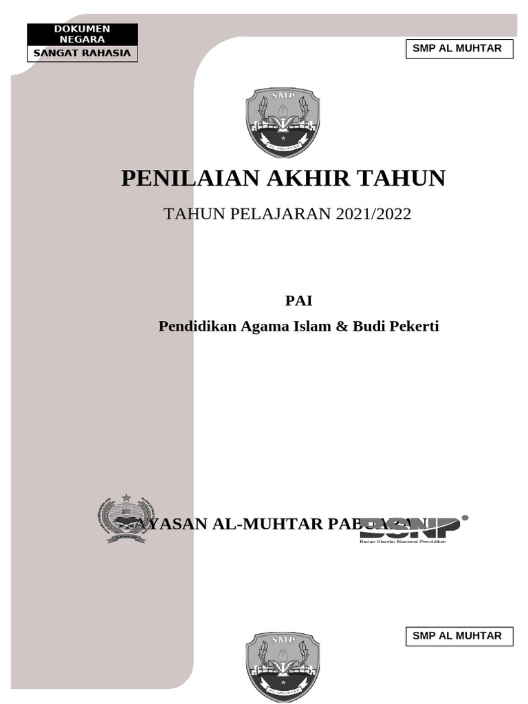 Cover Soal Pat 2022 | PDF