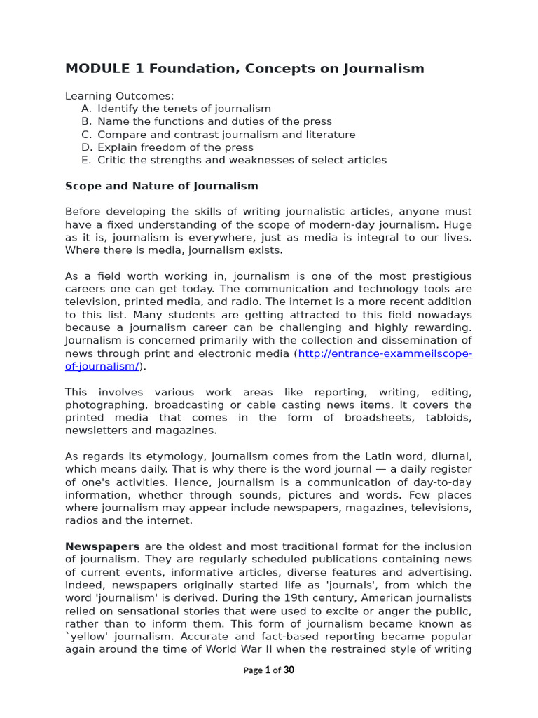 Campus Journalism Modules 1 3 | PDF