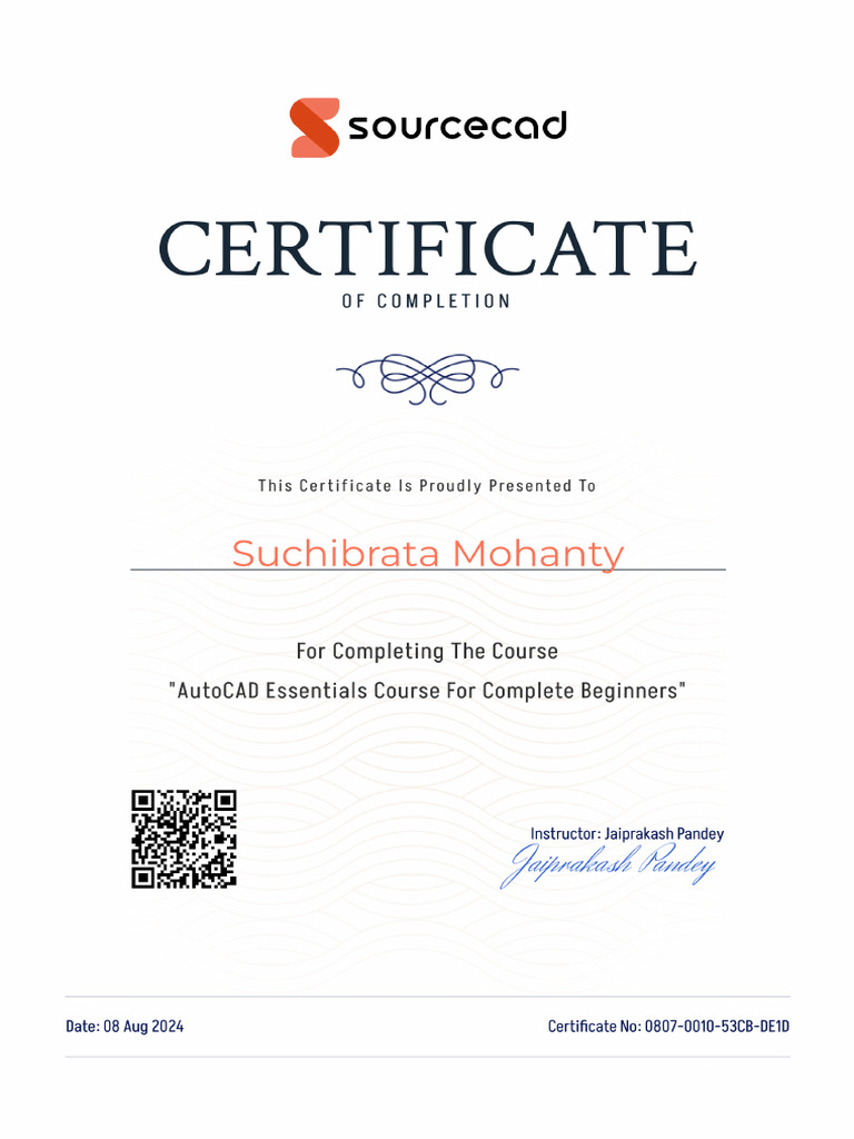 Autocad Free Tutorial Series Essentials Certificate | PDF