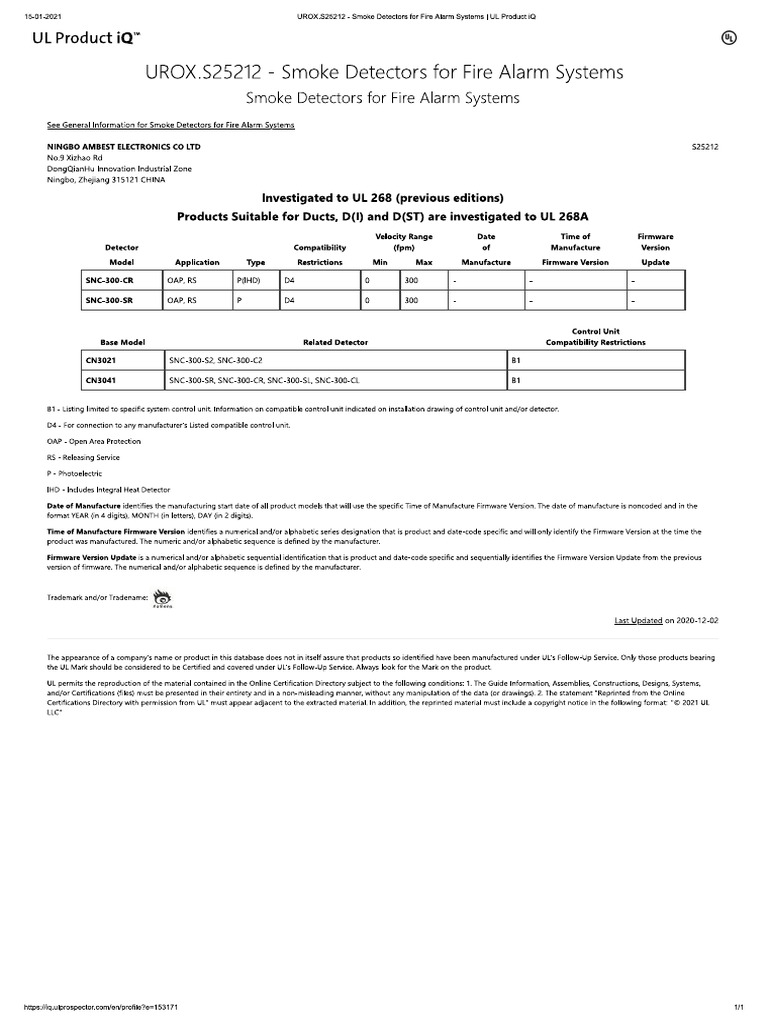 Certificado UL - BASE - CN-3021 | PDF