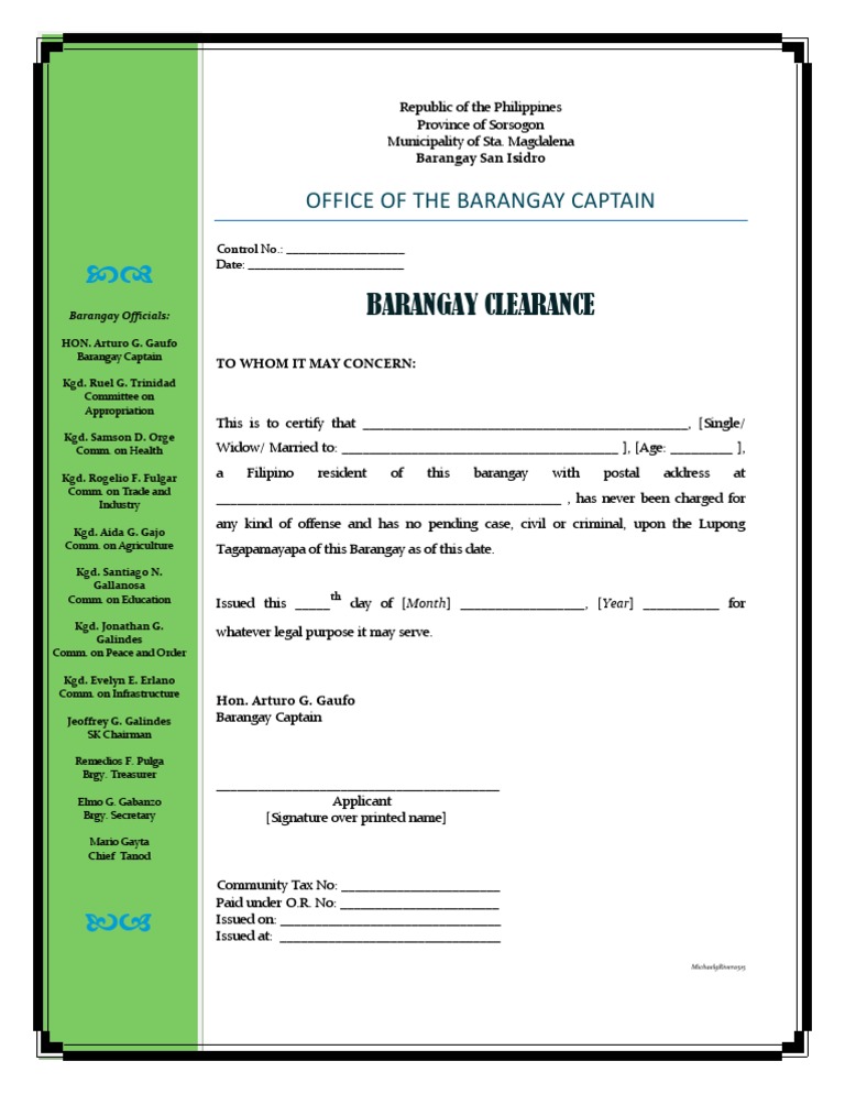 Barangay Clearance | PDF | Social Science