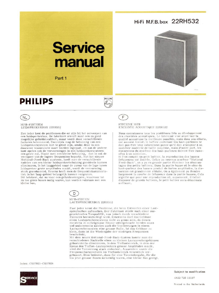Philips RH 532 Service Manual | PDF