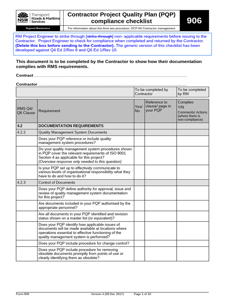 Contractor Quality Checklist | PDF | Calibration | Audit