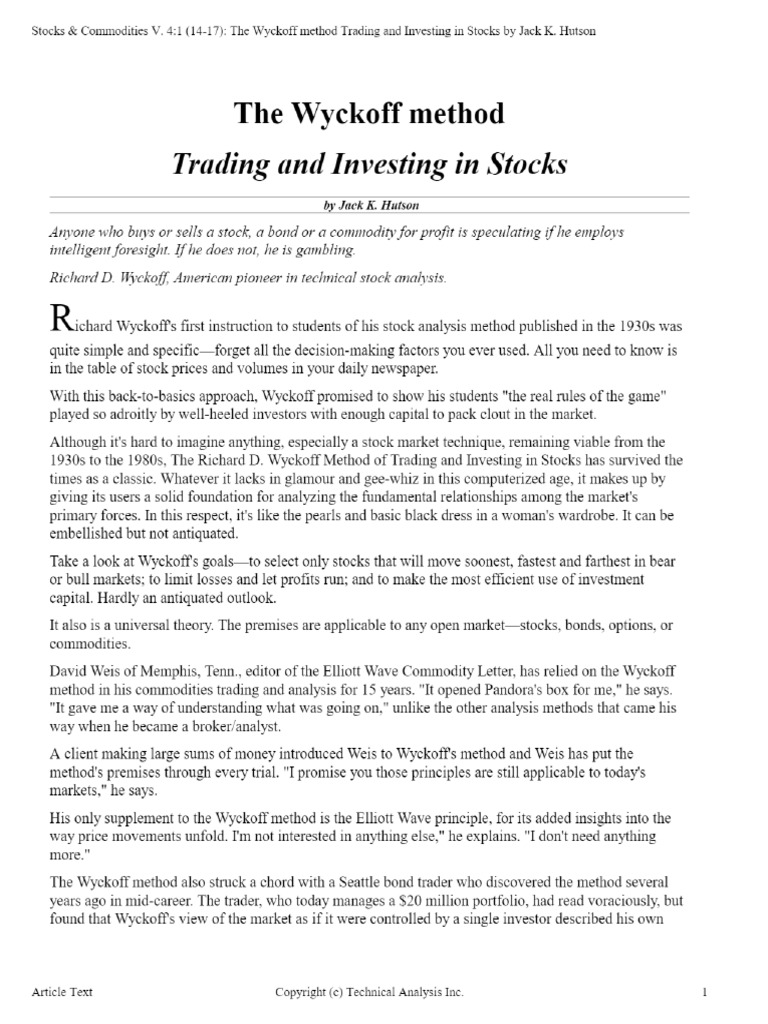 The Wyckoff Method - TOAZ - INFO | PDF