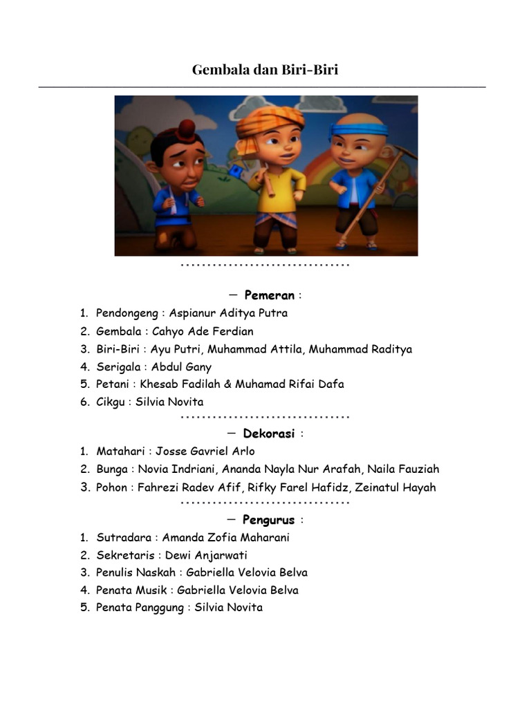 Naskah Upin - Ipin Gembala Biri Biri | PDF
