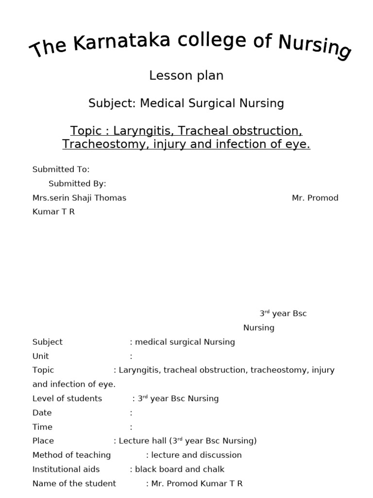 Laryngitis Tracheal Obstruction Tracheostomy Injury and Infection of Eye. Promod Kumar | PDF