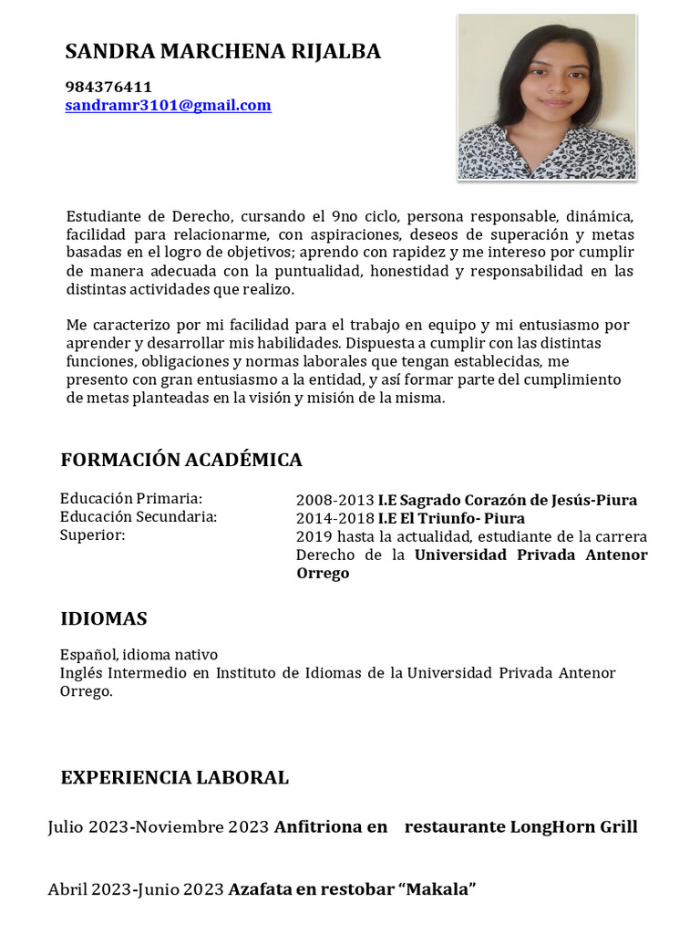 Curriculum Sandra | PDF