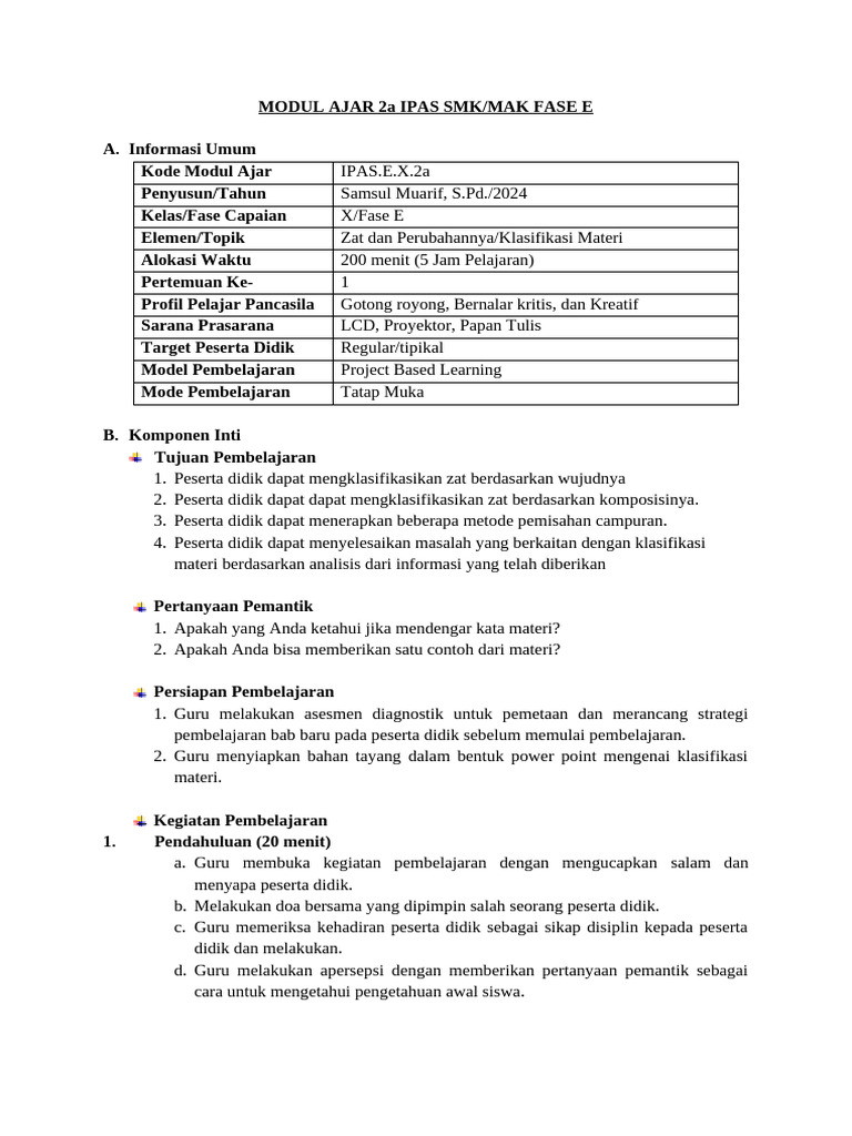 MA BAB II IPAS Peksos 15 Juli 2024 | PDF