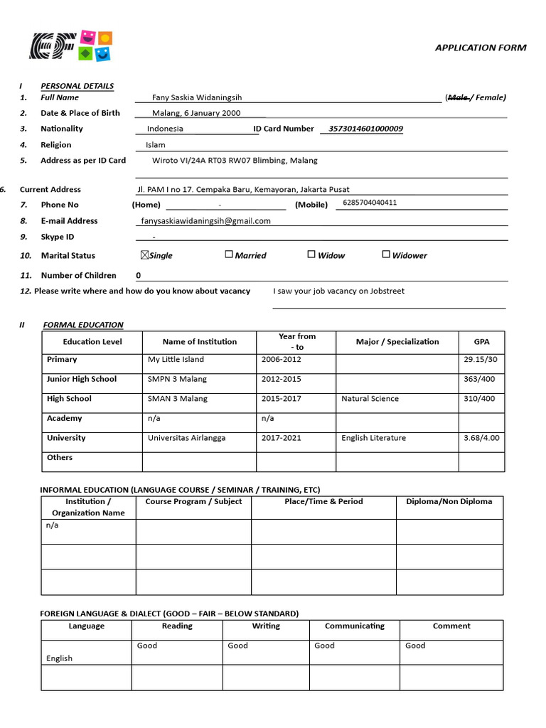 Application Form NNT EF | PDF
