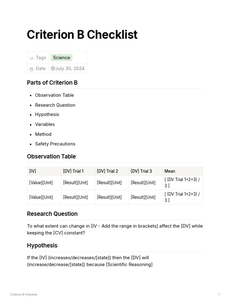 Criterion_B_Checklist | PDF