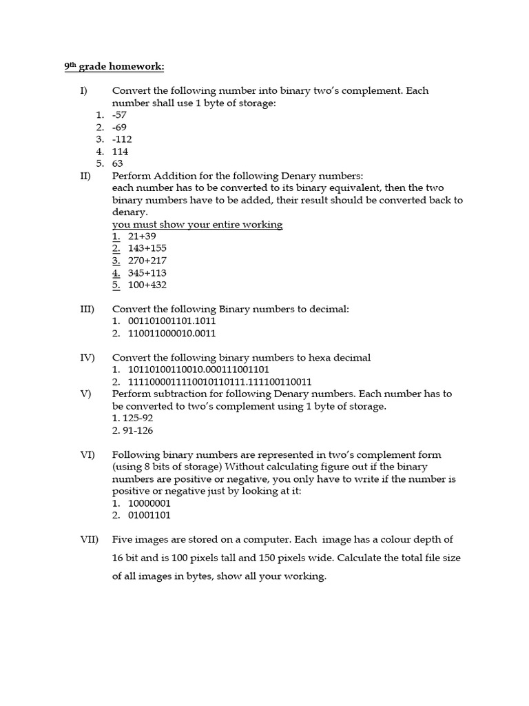 9th grade homework 19th August | PDF