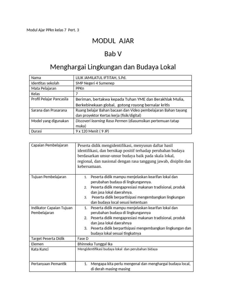 MODUL PPKN KLS 7 | PDF