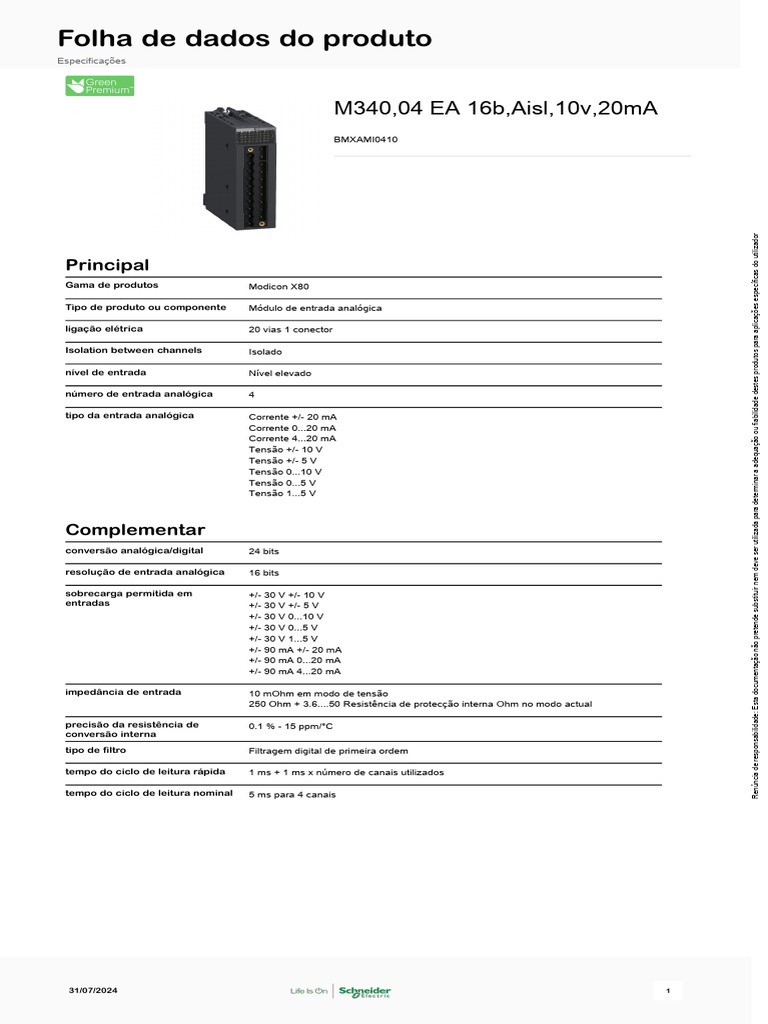 Schneider Electric - Módulos-Modicon-x80 - BMXAMI0410 | PDF