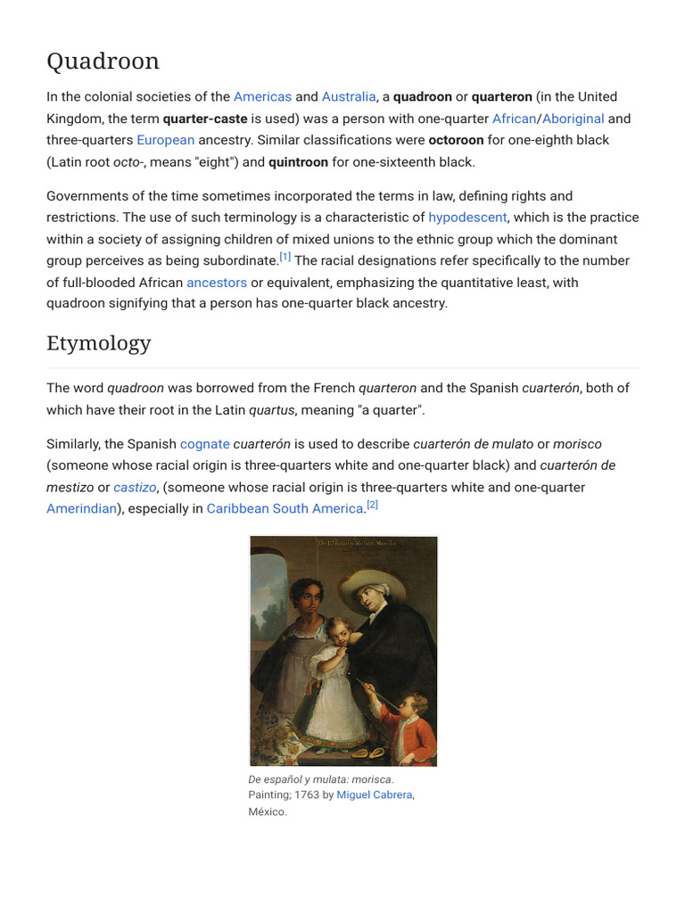 Quadroon - Wikipedia | PDF