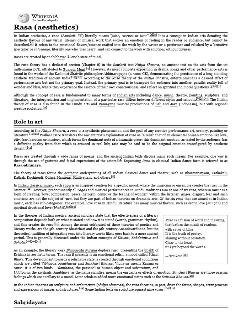 Rasa (Aesthetics) - Wikipedia | PDF