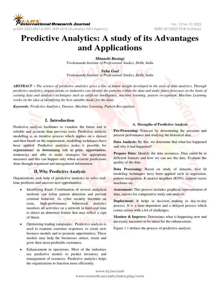 Predictive Analytics A Study of Its Adva | PDF