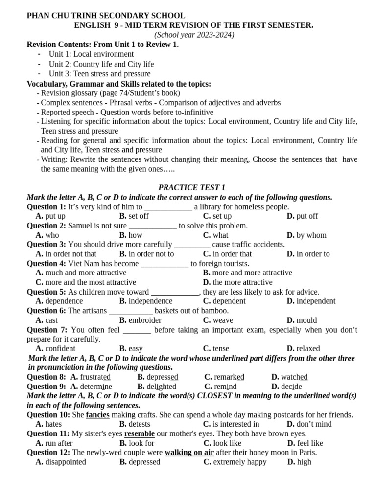 23 24 TA 9 - Đề Cương GKI 1 | PDF