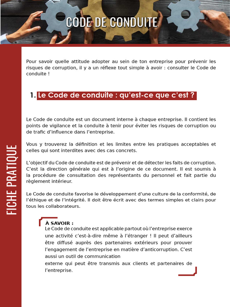 Code de Conduite Anti-Corruption PME | PDF | la corruption | Affaires