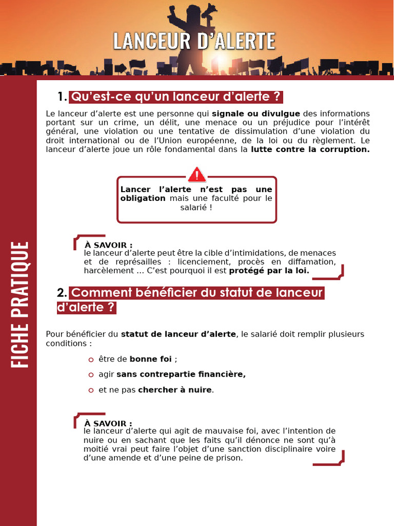 Fiche pratique Lanceur d alerte | PDF