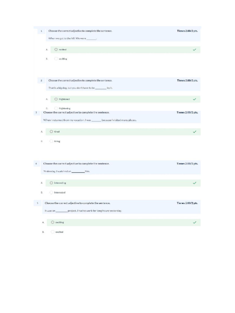 Adjetives Ending in - Ing vs. Ed - Time To Practique! | PDF