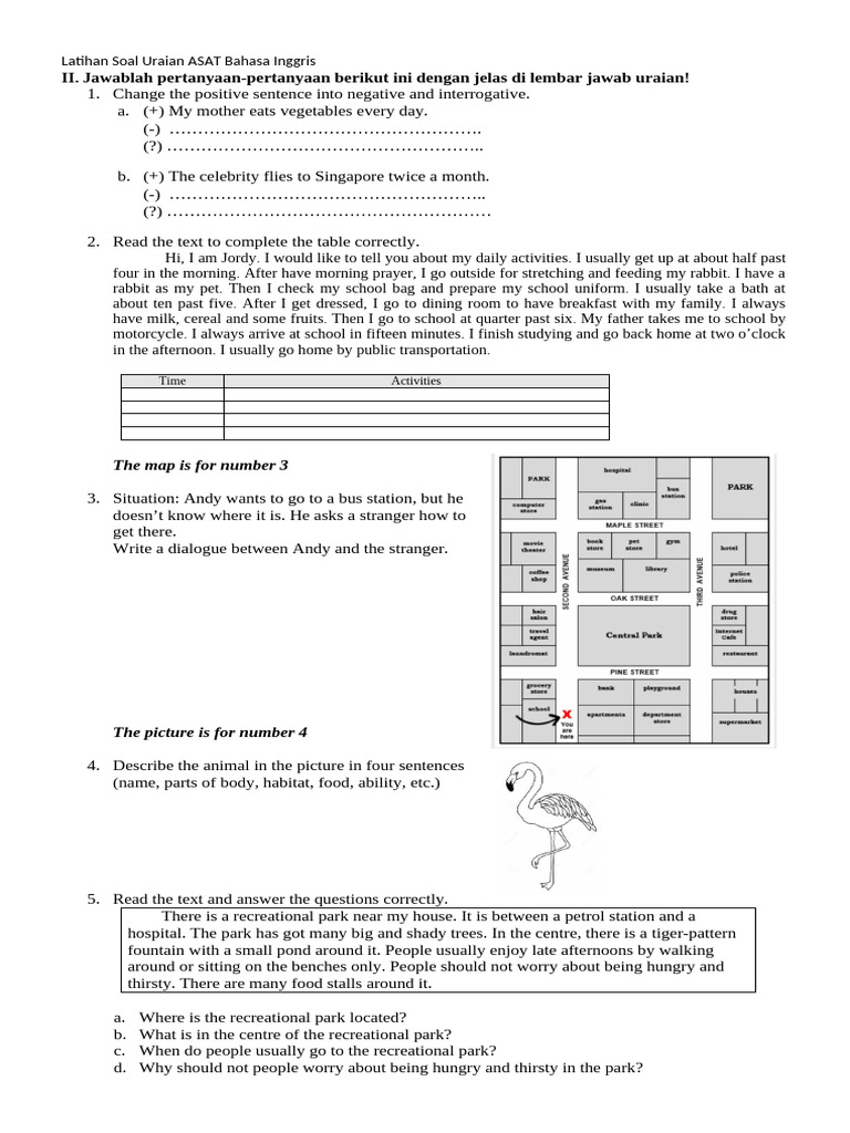Latihan Soal Uraian ASAT Bahasa Inggris | PDF