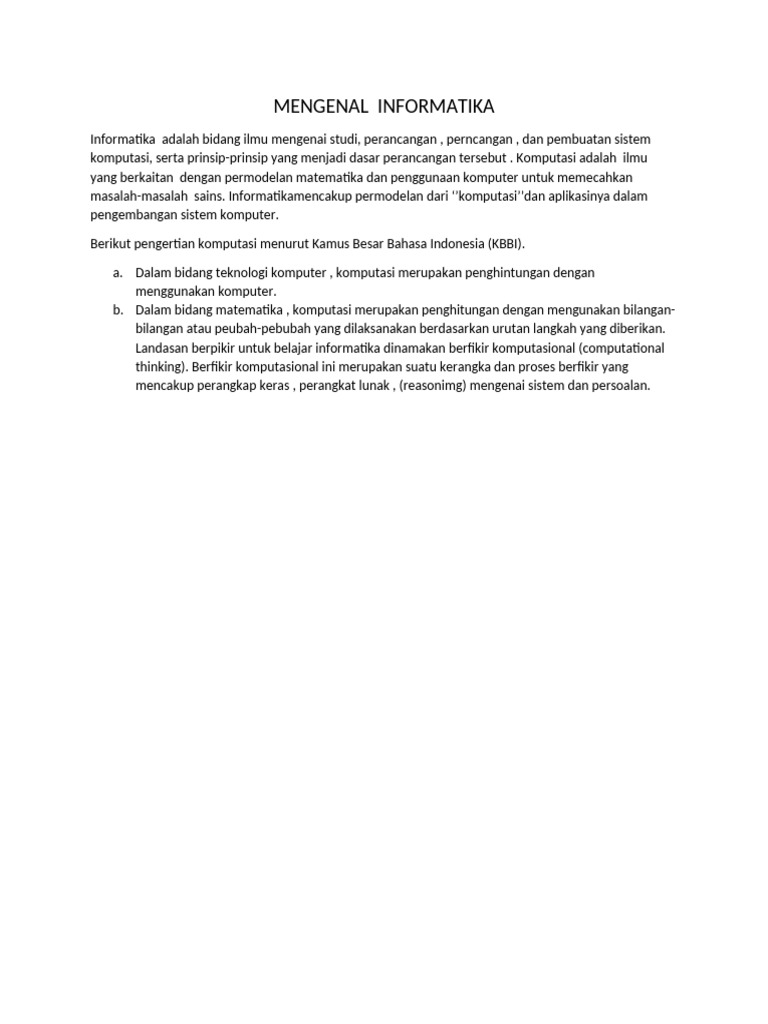 Mengenal Informatika | PDF