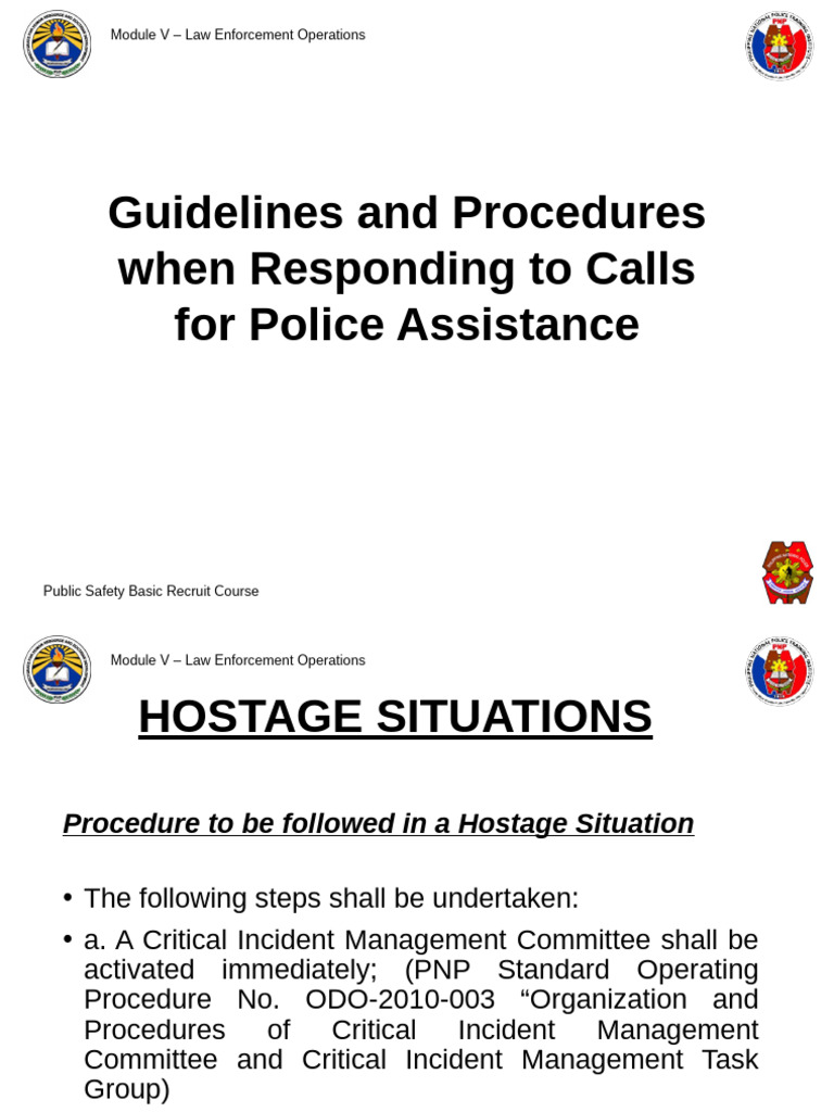 Guidelines and Procedures When Responding To Call From Police ...