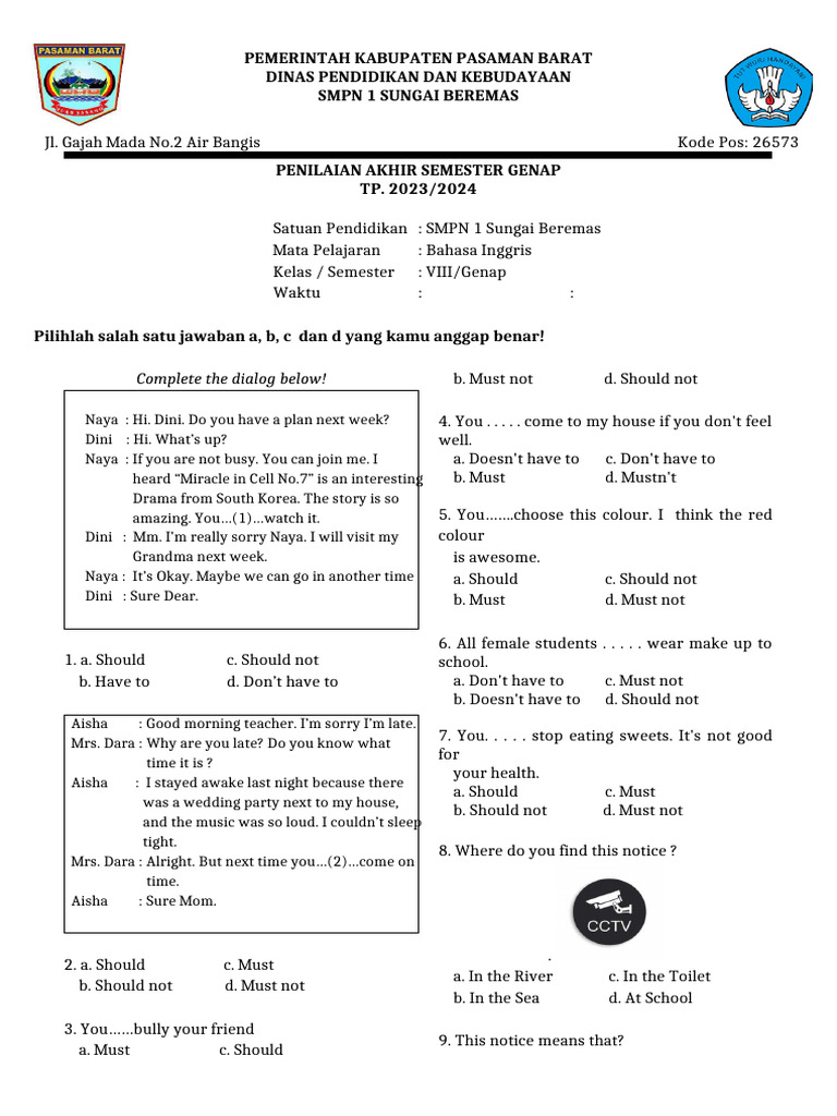 Soal Penilaian Semester Genap Kelas 8 TP 2023-2024 | PDF