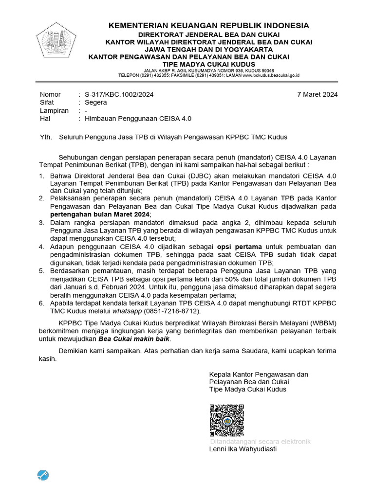 Himbauan Penggunaan CEISA 4.0 | PDF