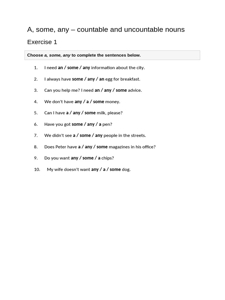 Countable & Uncountable Nouns | PDF