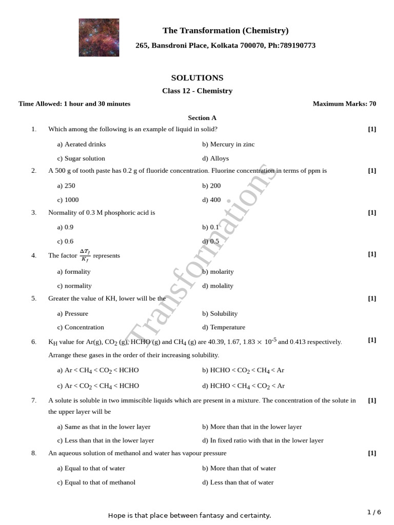 Solutions Paper I | PDF