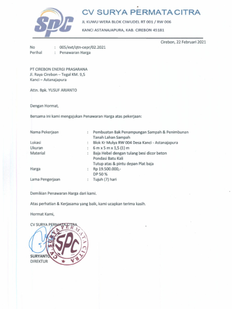 CV Surya Permata Citra | PDF