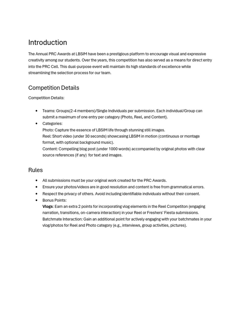 Proposal - Annual PRC Awards | PDF