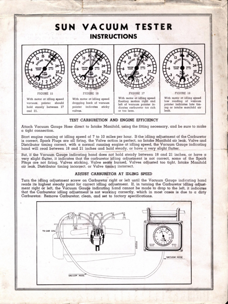 Sun Vacuum Tester Instructions | PDF