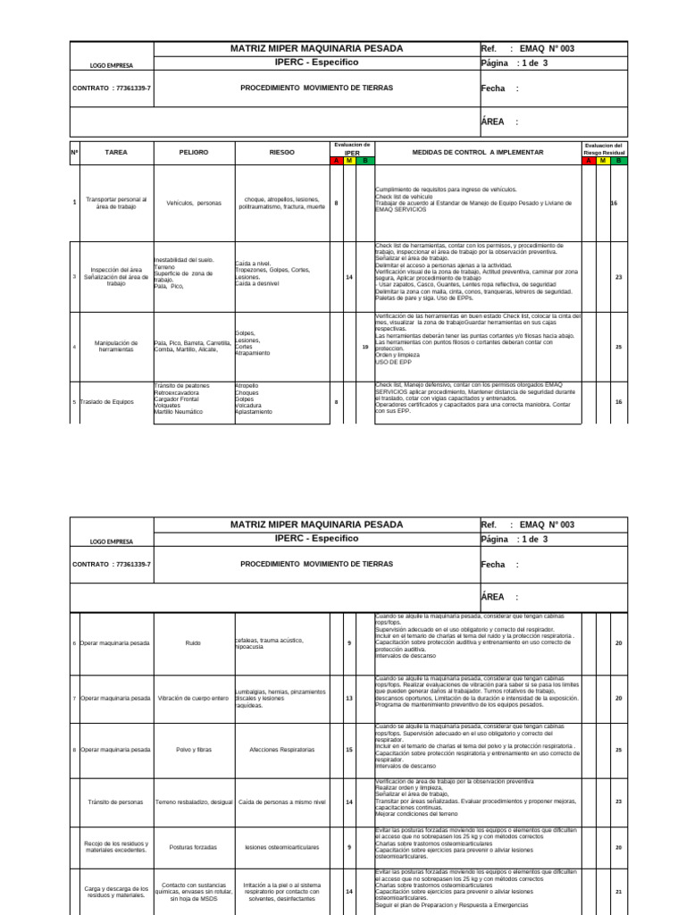 Matriz Miper Maquinaria Pesada | PDF