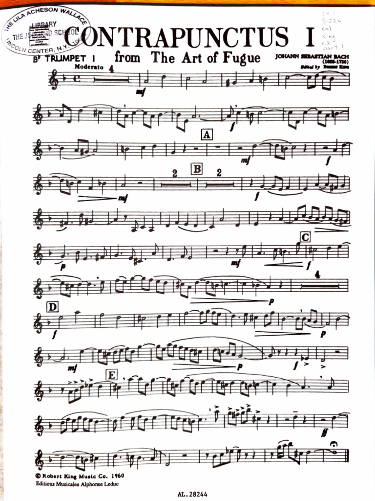 Bach Contrapunctus 1 Parts | PDF