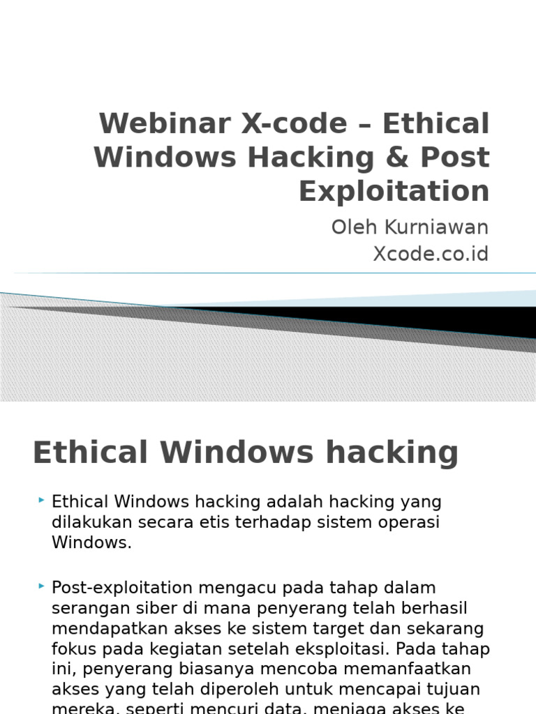 Webinar X-Code - Ethical Windows Hacking & Post | PDF