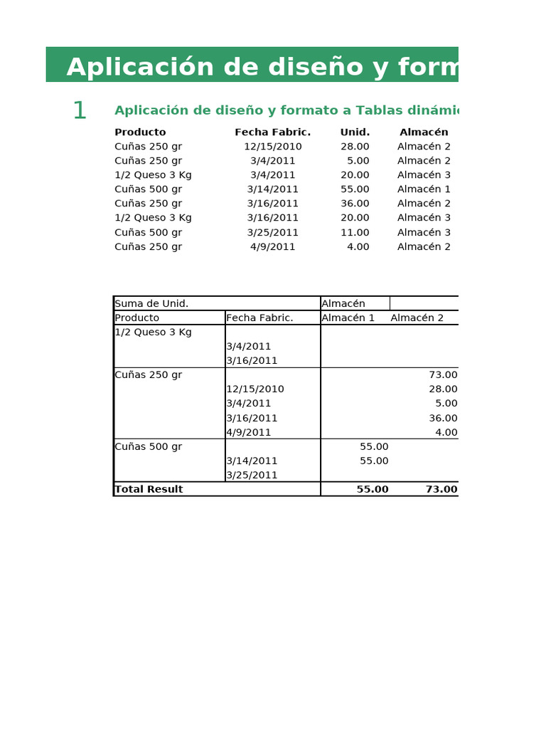 4.3 Aplicación de Diseño y Formato A Tablas Dinámicas | PDF