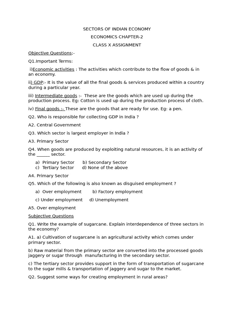 Eco Ch-2 Sectors of Indian Economy Class 10 | PDF | Agriculture | Economy Of India
