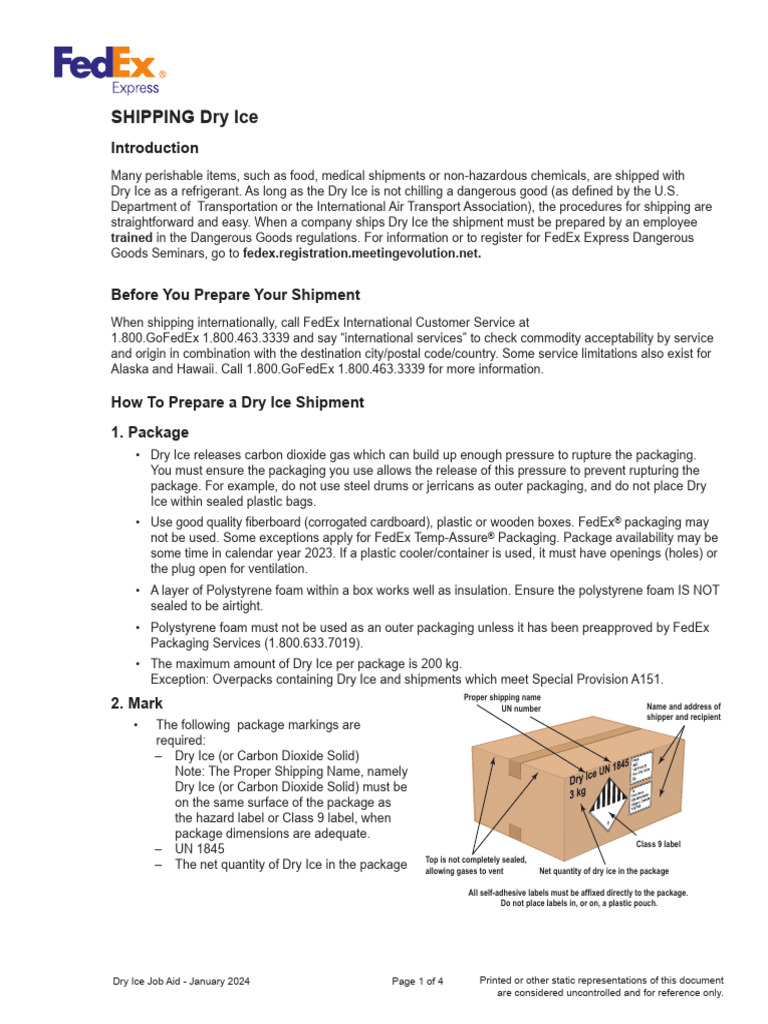 Dry Ice Job Aid | PDF