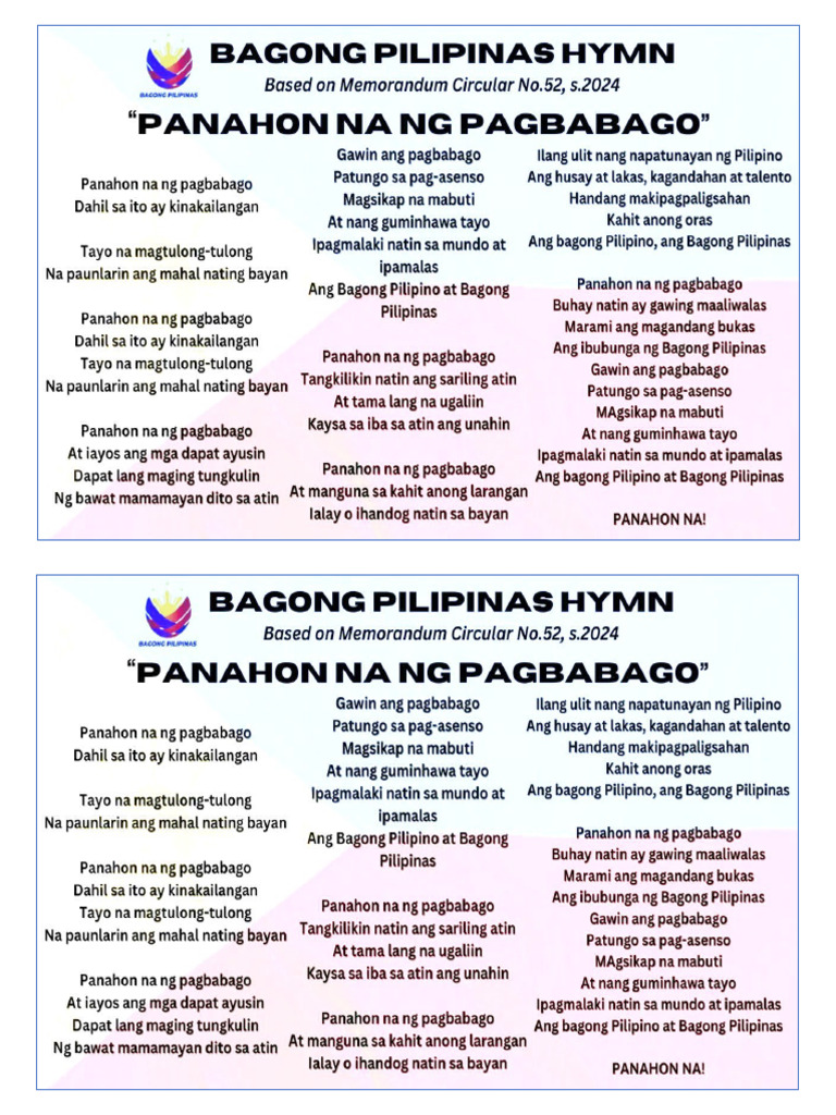 Bagong Pilipinas Hym Lyrics | PDF